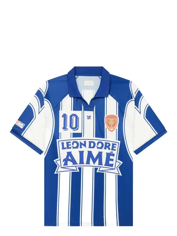 Aimé Leon Dore Logo-appliquéd Striped Jersey T-shirt - Blue
