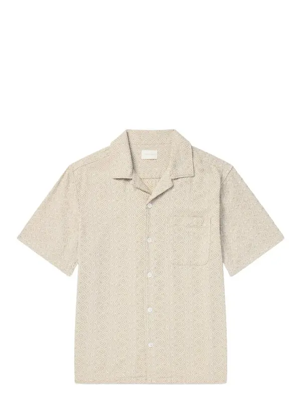 Aimé Leon Dore Novelty Camp-collar Cotton-jacquard Shirt - Neutrals