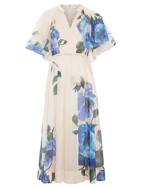 PHASE EIGHT Petite Floral-print Woven Midi Dress - Cream