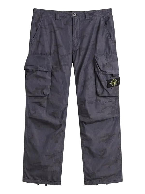 Stone Island Faded Camo Ripstop-tc Cargo Trousers - Blue Grey