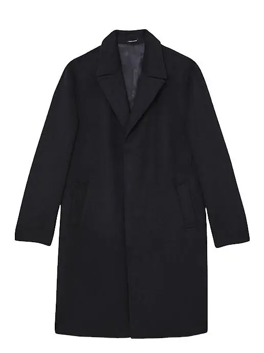 REISS Squire Single-breasted Wool-blend Overcoat - Navy