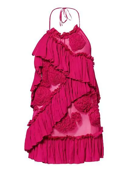 Dries Van Noten Callas Embroidered Woven Top - Fuchsia