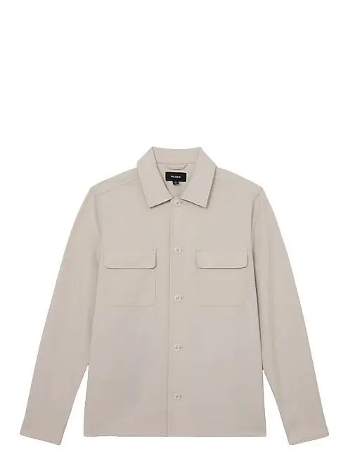 REISS Cleric Patch-pocket Stretch-woven Overshirt - Stone