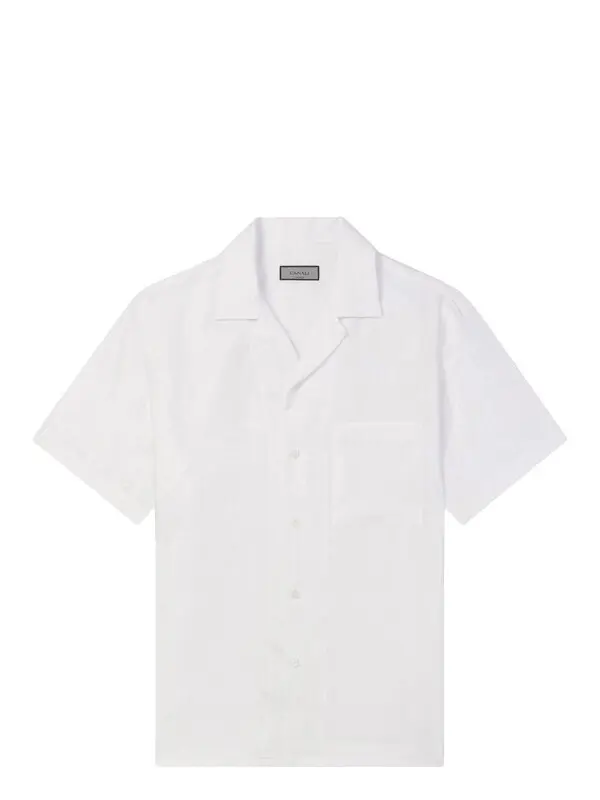 Canali Camp-collar Linen Shirt - White
