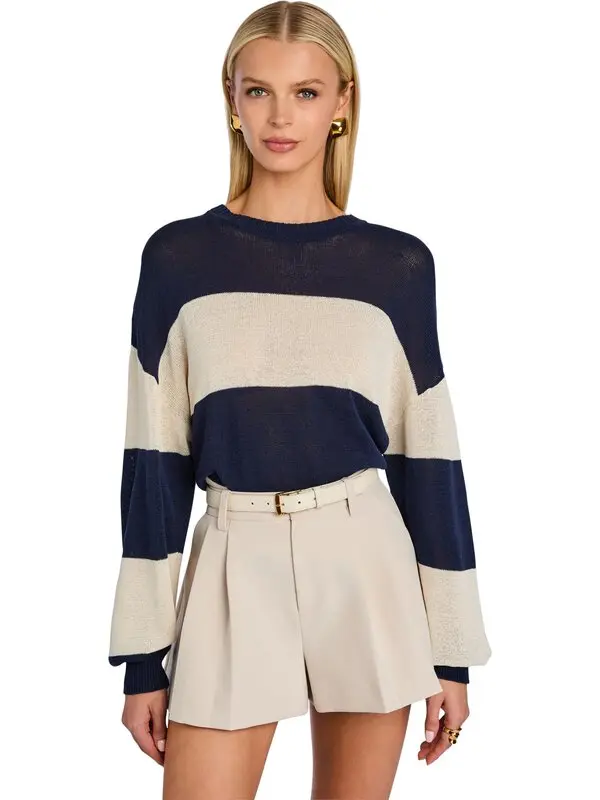 SEROYA Cassian Knit Sweater - Navy/eggshell