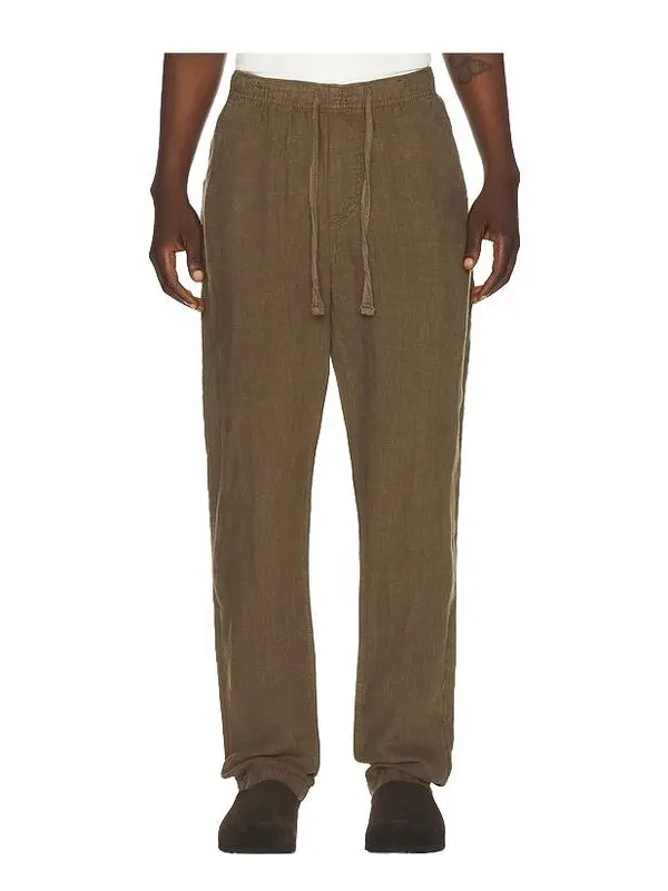 Faherty Brand Linen Drawstring Pants - Brown
