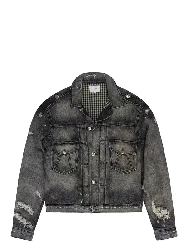 Rhude Ripped-detail Denim Jacket - Grey