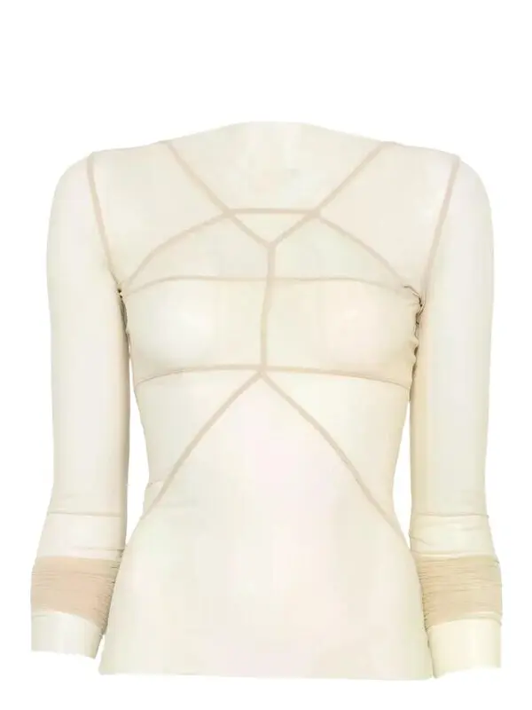 Rick Owens Temple Sheer Panelled Long-sleeve Top - Neutrals