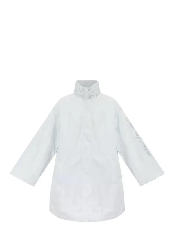 Emporio Armani Logo-print High-neck Coat - Blue