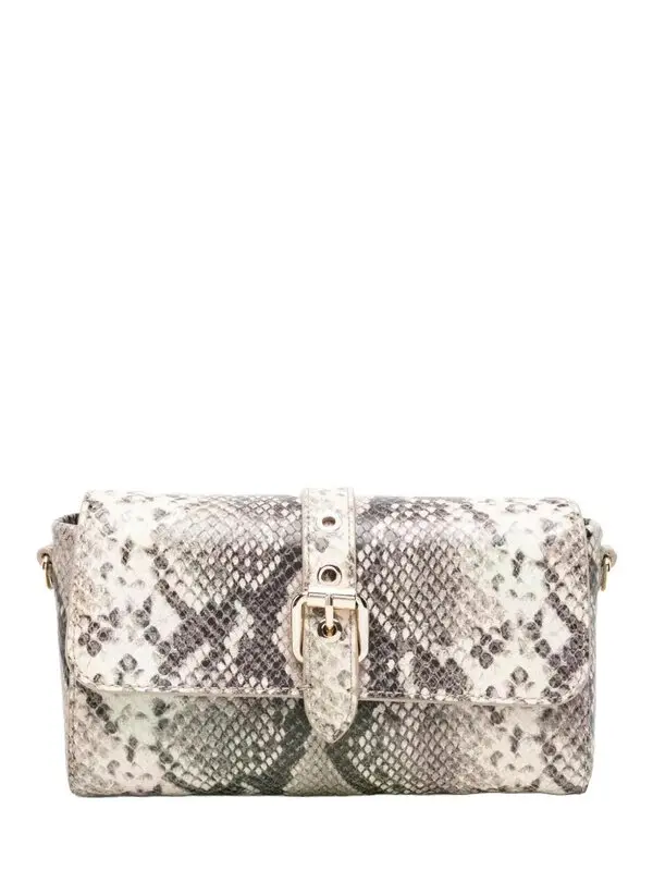 Maje Snake-effect Buckle Detail Cross Body Bag - Neutrals