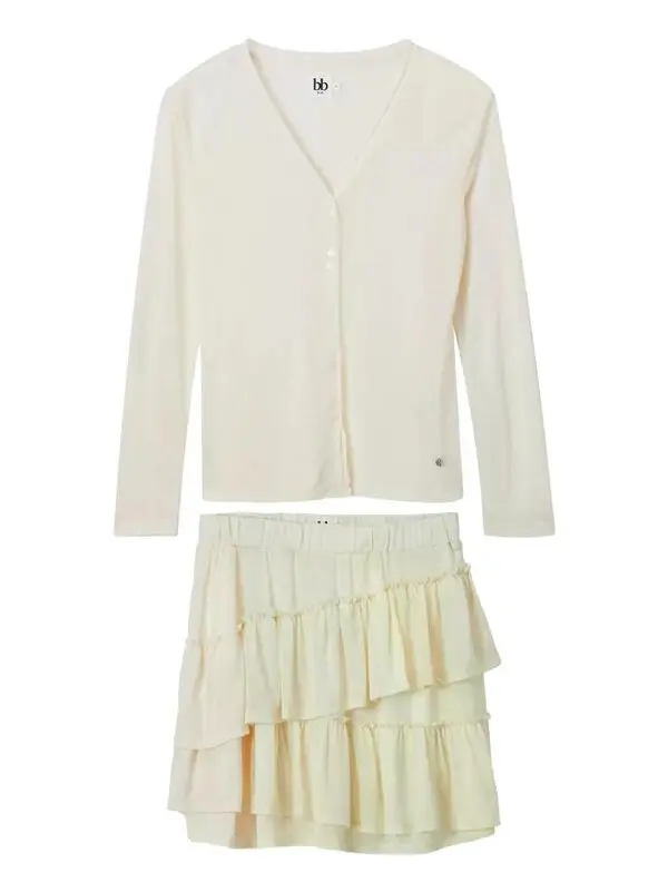 B+AB Ruffled Tiered-skirt Set - Neutrals