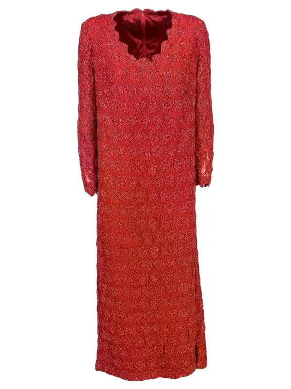 Vintage 1980s-1990s Beaded Lace Dress - Red