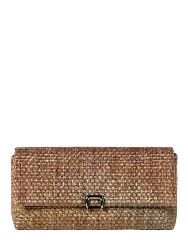 Brunello Cucinelli Sartorial Clutch Bag In Techno Cotton Raffia - Brown