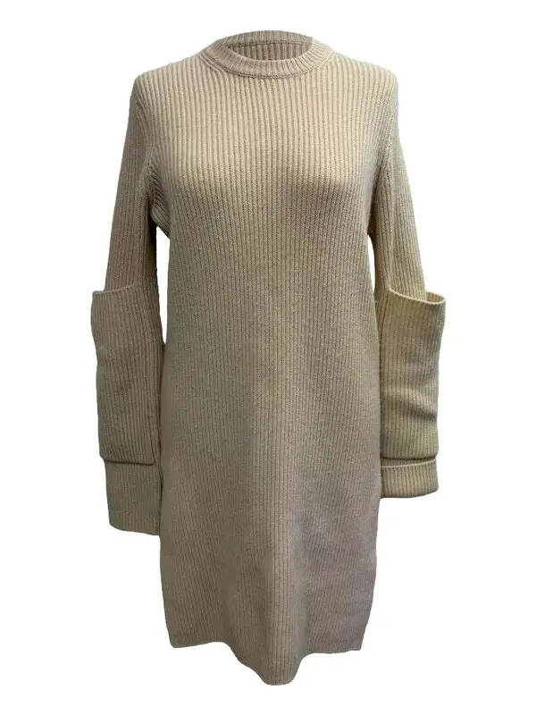 JOSEPH Ribbed-knit Side-slit Sweater Dress - Neutrals