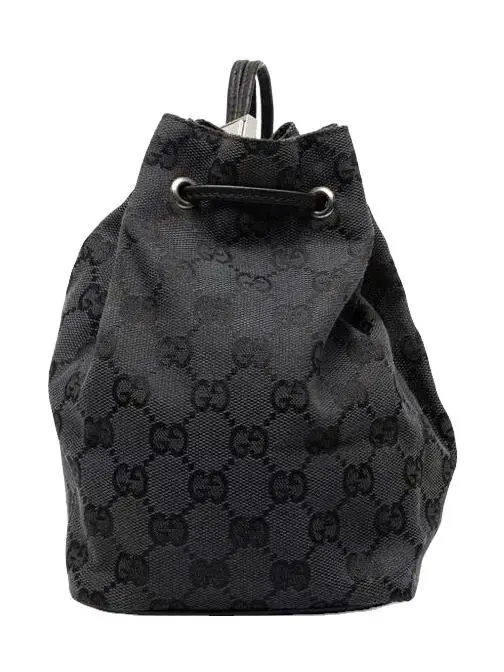 Gucci Gg Canvas Drawstring Bucket Bag - Black