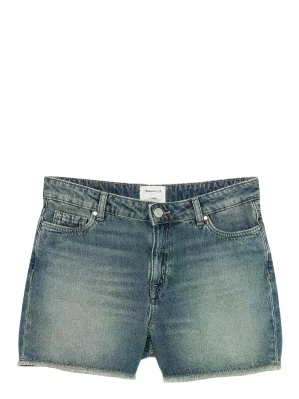 MAISON123 Frayed Hem Denim Shorts - Blue