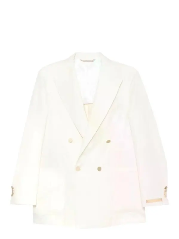BRIGLIA 1949 Double-breasted Peak Lapel Blazer - Neutrals