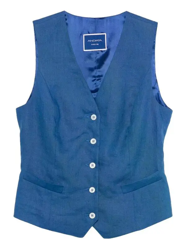 ANDIATA Maria V-neck Waistcoat - Blue