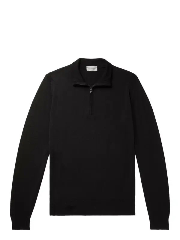 John Smedley Tapton Slim-fit Merino Wool Half-zip Sweater - Black