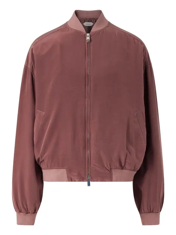 Versace Ribbed Knit-trimmed Silk-poplin Blouson Jacket - Purple