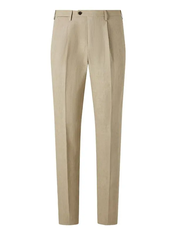 SLOWEAR Straight-leg Pleated Linen Trousers - Neutrals
