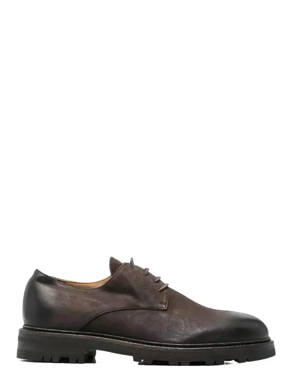ZIGGY CHEN Burnished-effect Lug-sole Derby Shoes - Brown