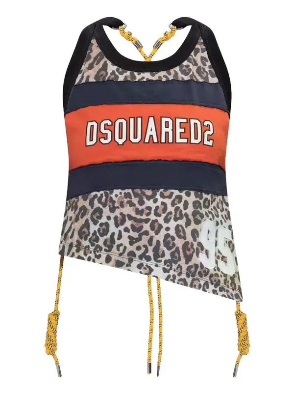 Dsquared2 Wild Leopard Print Asymmetric Top - Neutrals