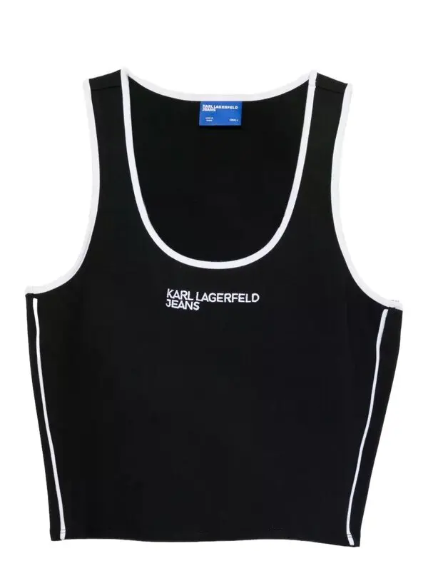 Karl Lagerfeld Logo-print Crop Tank Top - Black