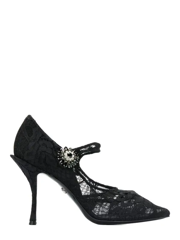 Dolce & Gabbana Mary Jane Lace Pumps - Black