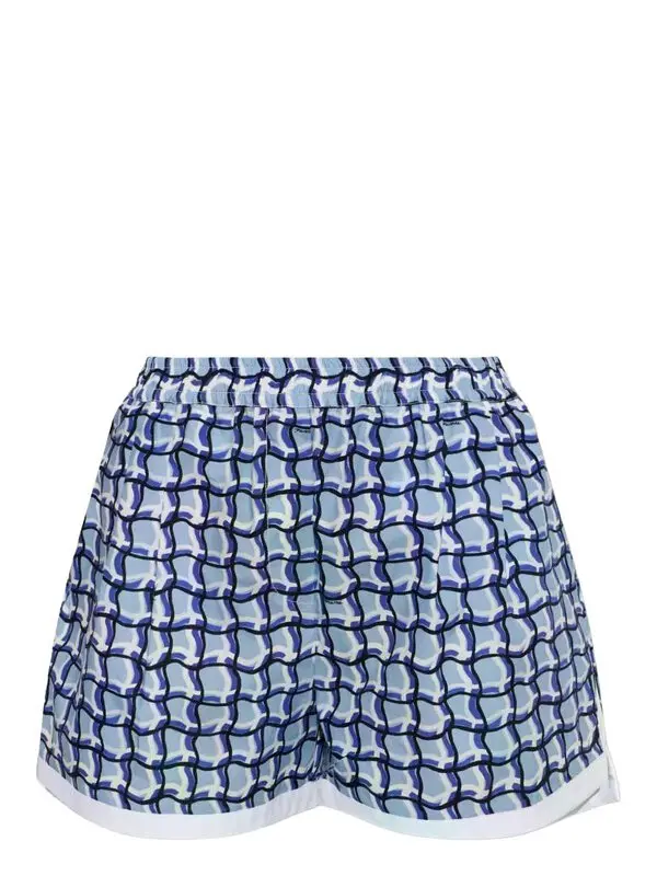 Marni Geometric-print Elasticated-waistband Shorts - Blue