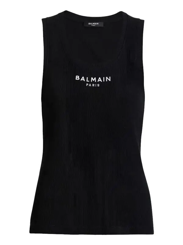 Balmain Paris Embroidered Vest Top - Black