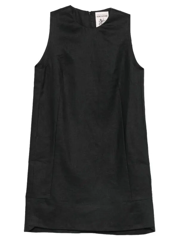 SEMICOUTURE Sheena Linen Mini Dress - Black