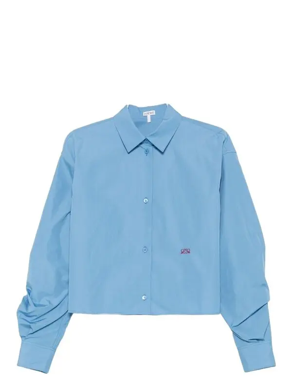 Loewe Logo Cotton Shirt - Sky Blue