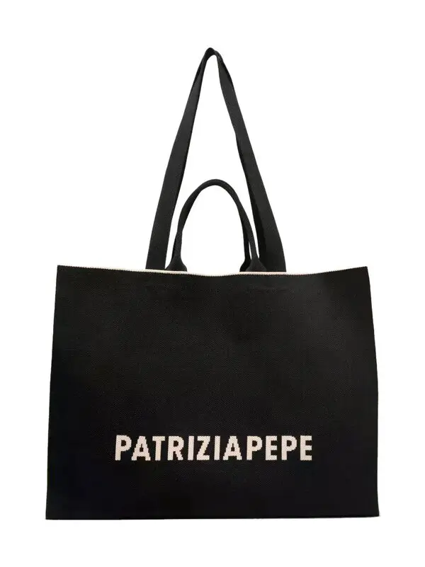 Patrizia Pepe Logo-knit Tote Bag - Black