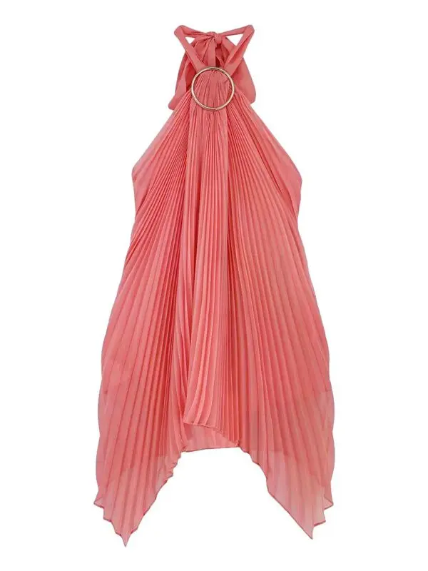 Max Mara Pleated Halterneck Top - Pink