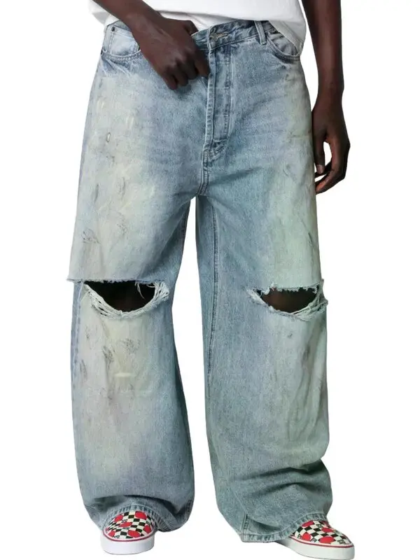 DAGGER Johnny Distressed-finish Wide Leg Jeans - Blue