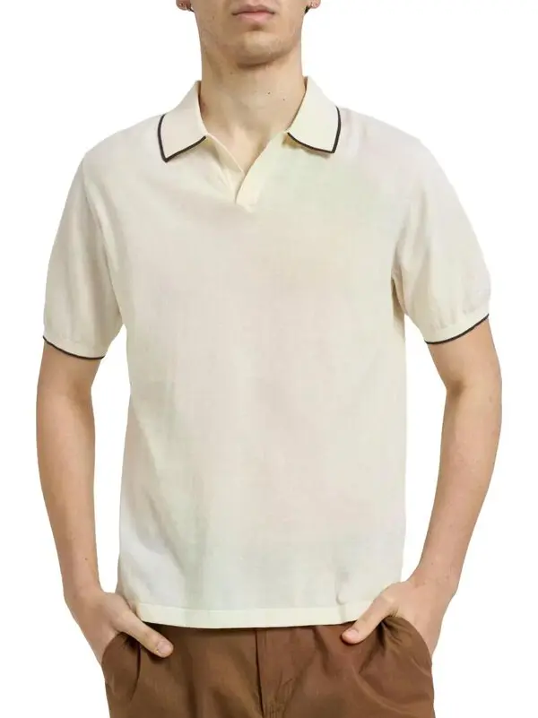 MC2 SAINT BARTH Sloan Contrast-trim Polo Collar T-shirt - Neutrals