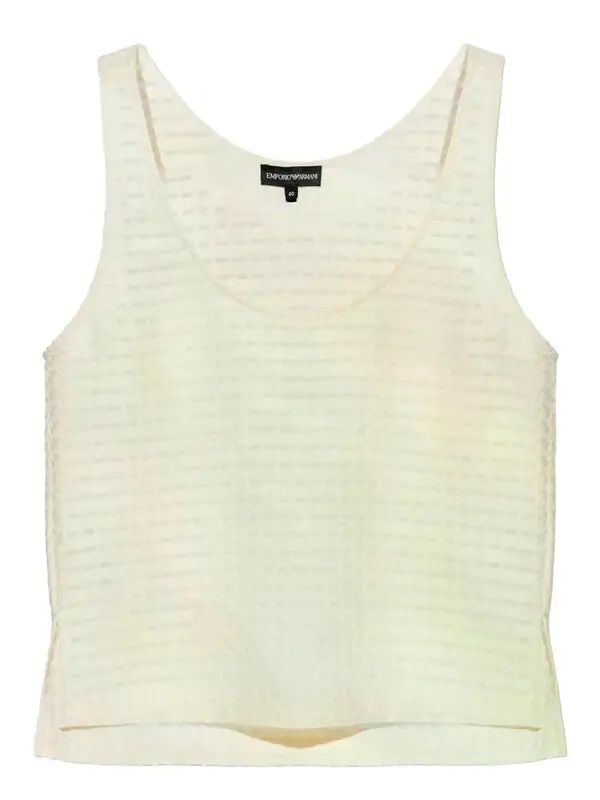 Emporio Armani Textured Scoop-neck Top - Neutrals