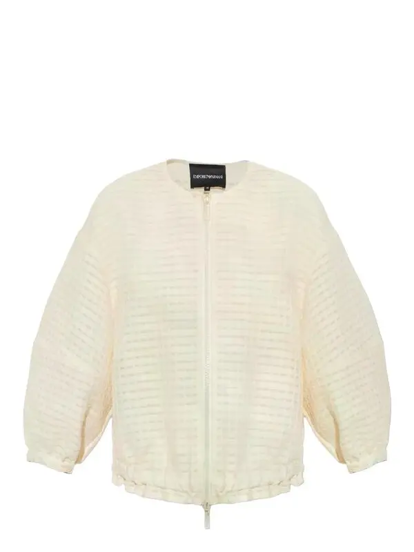 Emporio Armani Check-pattern Puffed-sleeve Jacket - Neutrals