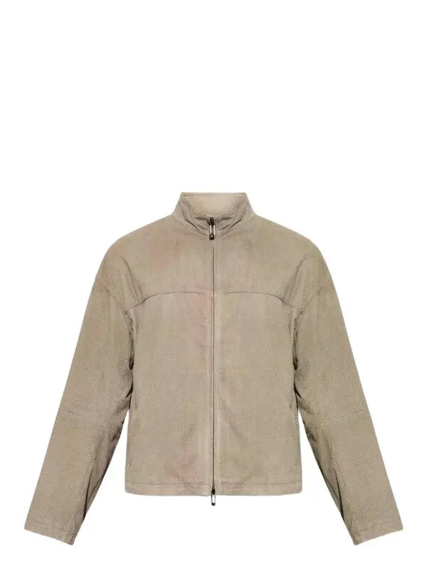 Emporio Armani Perforated Suede Jacket - Neutrals