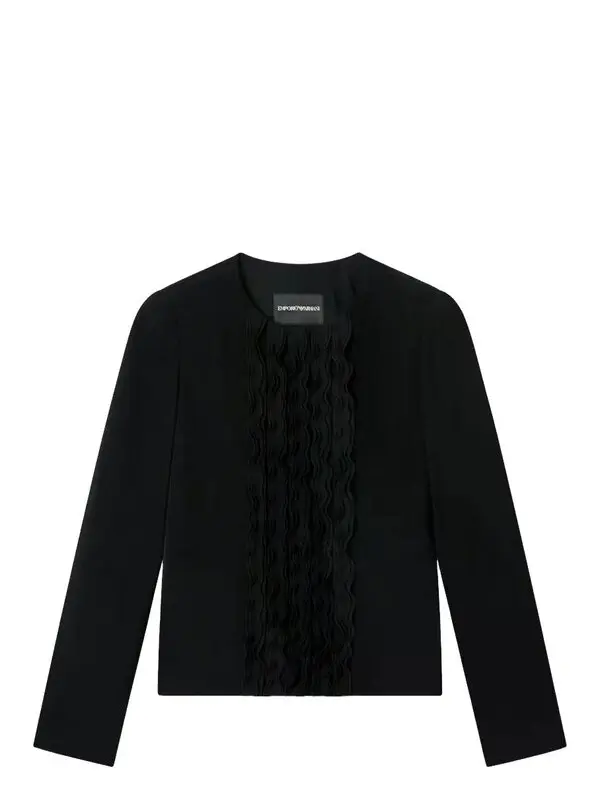 Emporio Armani Ruffle-trimmed Jacket - Black