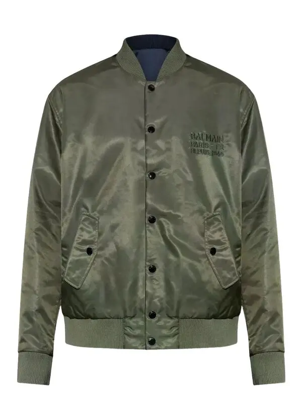 Balmain Logo-embroidered Reversible Jacket - Green