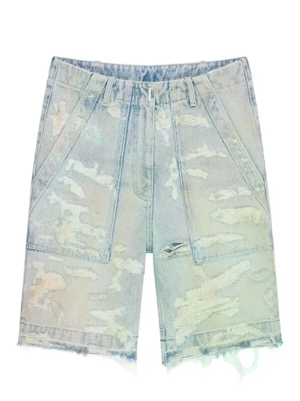 Givenchy Distressed Denim Shorts - Blue