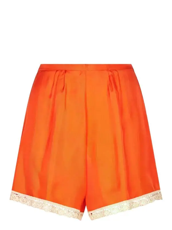 FORTE_FORTE Lace-trim Pleated Shorts - Orange