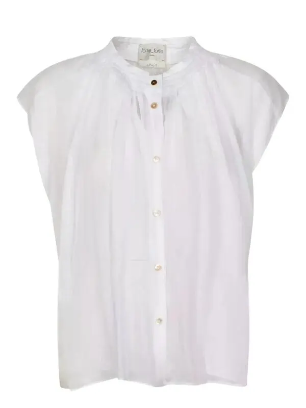 FORTE_FORTE Pleated Sleeveless Shirt - White