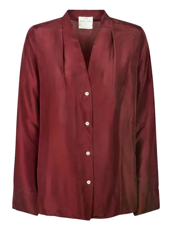 FORTE_FORTE Pleated Silk Shirt - Red