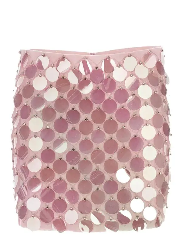 DES_PHEMMES Sequin-embellished Skirt With Crystal Embroidery - Pink