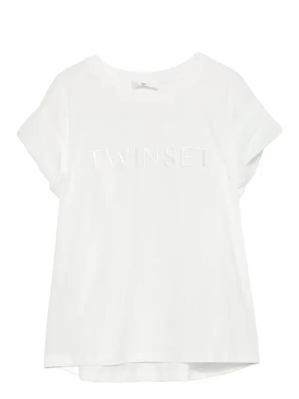 TWINSET Logo-embroidered Cap-sleeve T-shirt - White