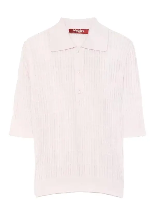 Max Mara Ribbed-knit Polo Shirt - Pink