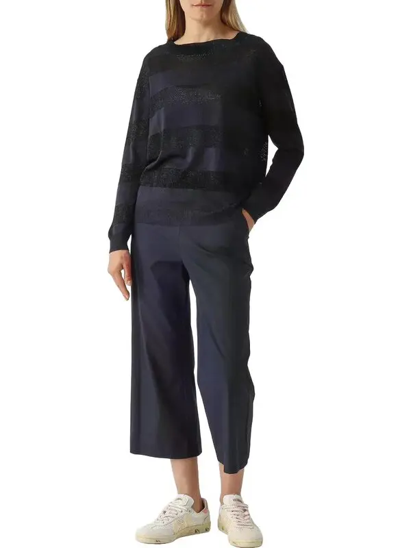 GRAN SASSO Openwork Striped Sweater - Black